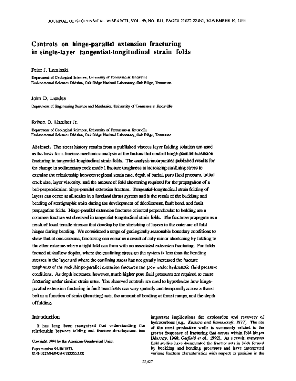 (PDF) Controls on hinge-parallel extension fracturing in single-layer ...