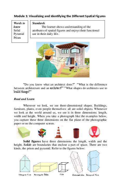 (PDF) Module 1: Visualizing and Identifying the Different Spatial Figures