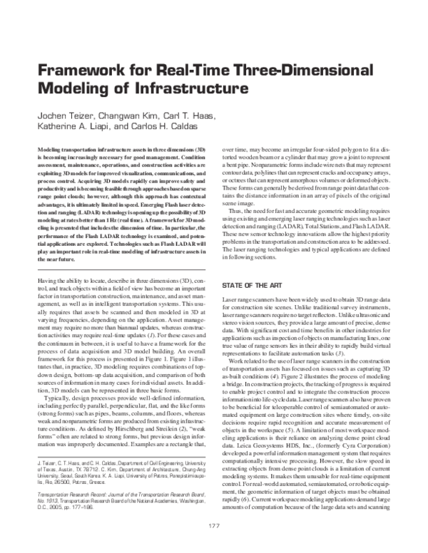 (PDF) Framework for Real-Time Three-Dimensional Modeling of Infrastructure
