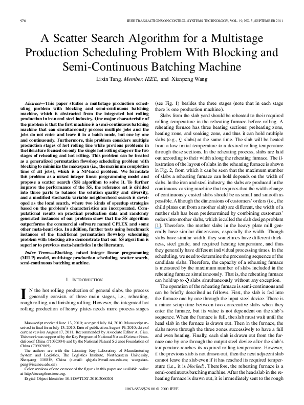 (PDF) A Scatter Search Algorithm for a Multistage Production Scheduling Problem With Blocking ...