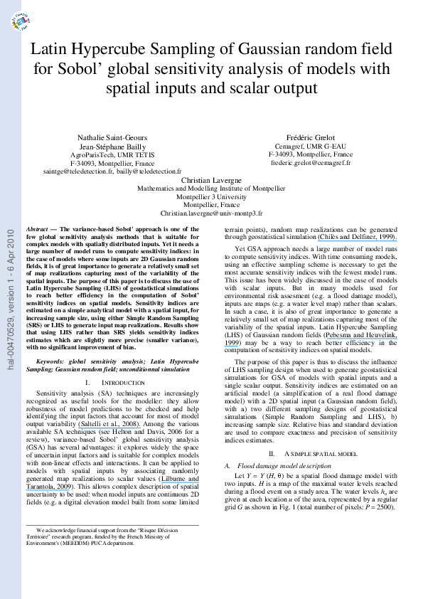 (PDF) Latin Hypercube Sampling of Gaussian Random Fields