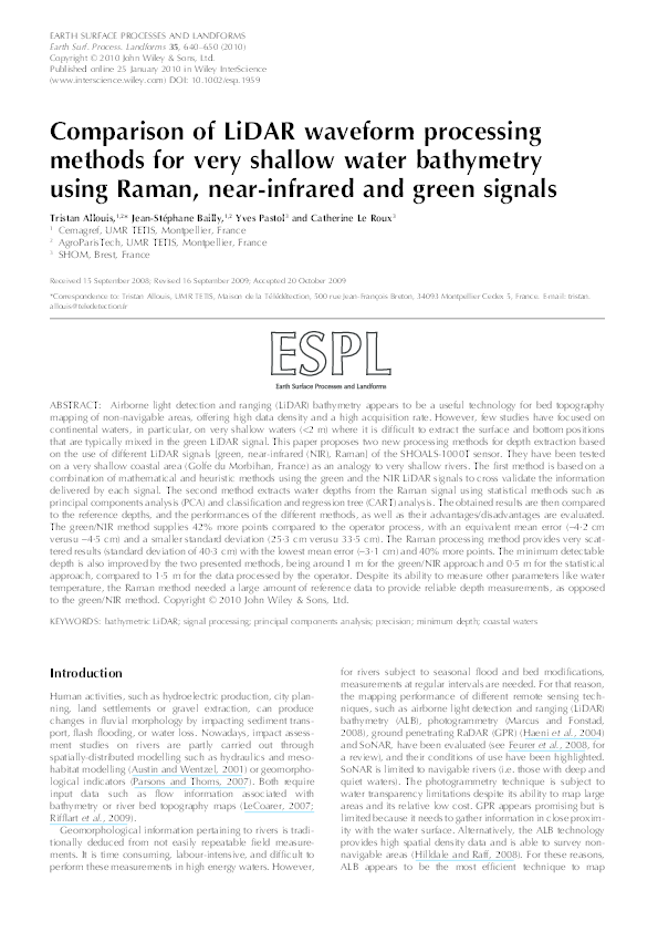 (PDF) Comparison of LiDAR waveform processing methods for very shallow ...