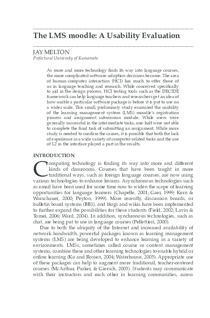 (PDF) The lms moodle: A usability evaluation