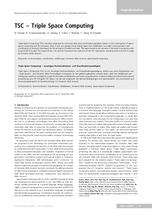 (PDF) TSC - Triple Space Computing (PDF) TSC - Triple Space Computing