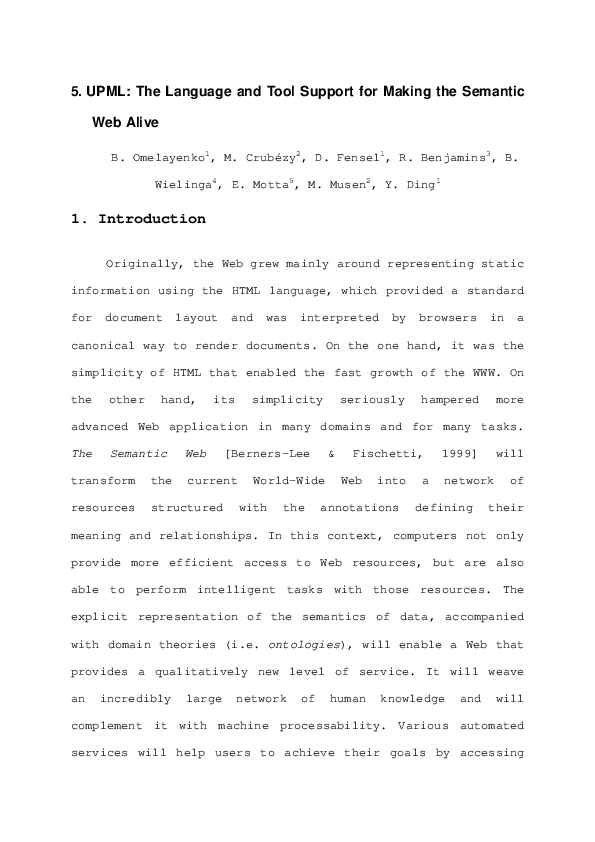 (PDF) UPML: The Language and Tool Support for Making the Semantic Web Alive