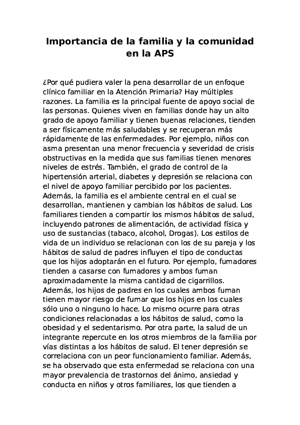 (DOC) Importancia de la familia y la comunidad en la APS