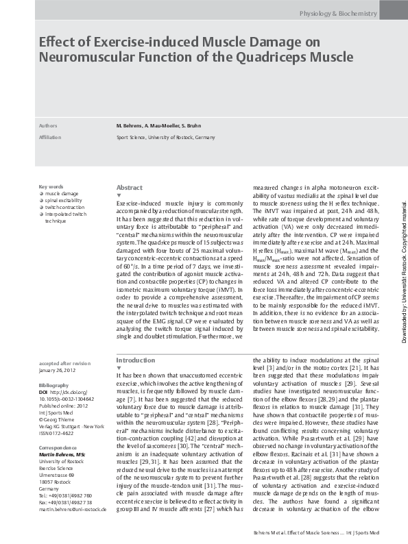 (PDF) Effect of Exercise-induced Muscle Damage on Neuromuscular Function of the Quadriceps ...