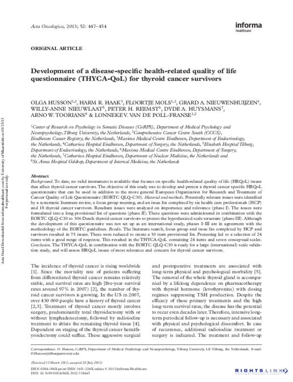 (PDF) Development of a disease-specific health-related quality of life ...