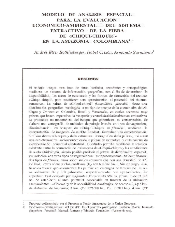 (PDF) Análisis Espacial para la Evaluación Económico-Ambiental del Sistema Extractivo de la ...