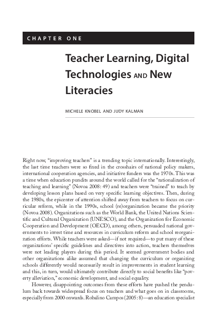 (PDF) Ch 1: Teacher learning, digital technologies and new literacies ...