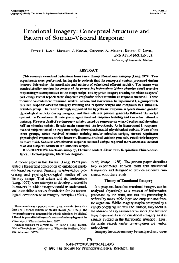 (PDF) Emotional Imagery: Conceptual Structure and Pattern of Somato ...