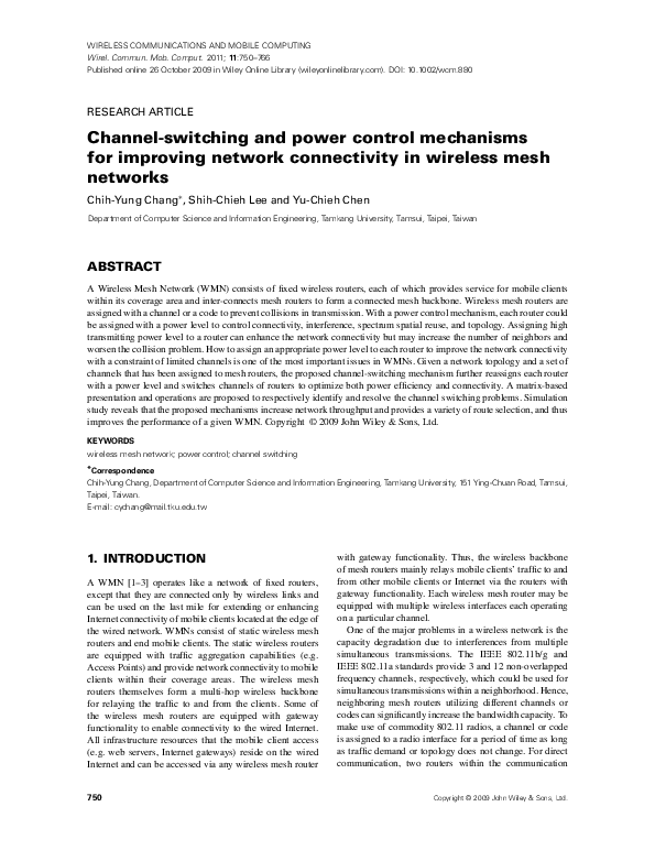 Pdf Optimizing Connectivity In Wireless Mesh Networks