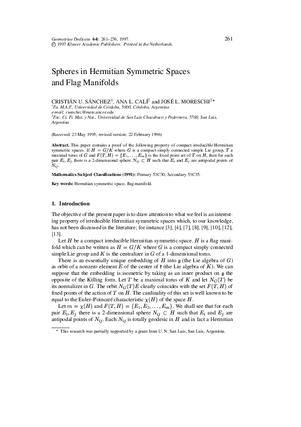 (PDF) Spheres in Hermitian Symmetric Spaces and Flag Manifolds