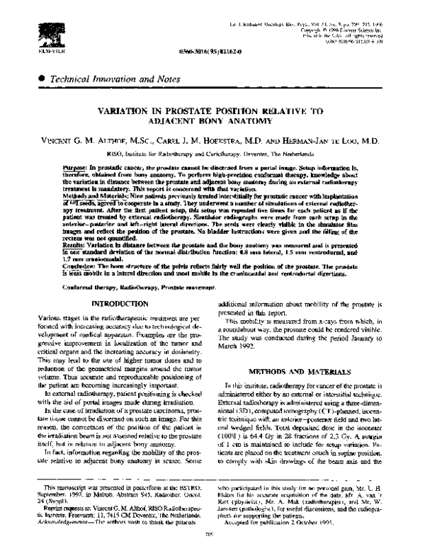 Pdf Prostate Position Variability In Radiotherapy