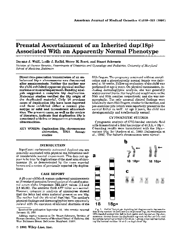 (PDF) Prenatal ascertainment of an inherited dup(18p) associated with ...