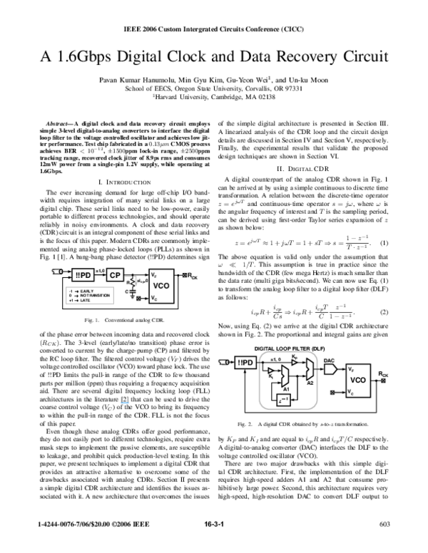 (PDF) A 1.6Gbps Digital Clock and Data Recovery Circuit (PDF) A 1.6Gbps Digital Clock and Data Recovery Circuit