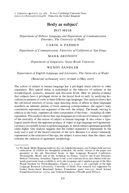 (PDF) Body as subject