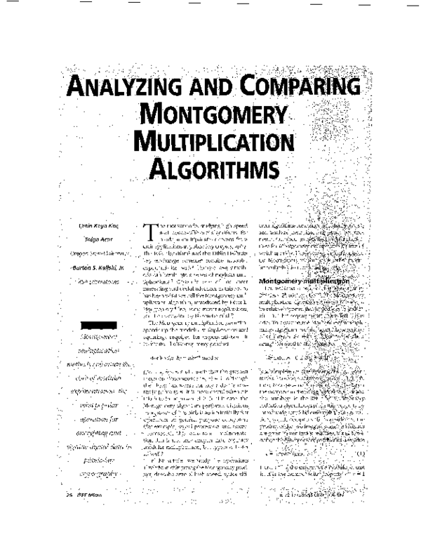 (PDF) Analyzing and comparing Montgomery multiplication algorithms