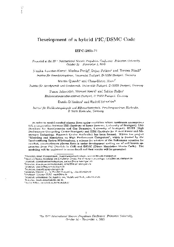 (PDF) Development of a hybrid PIC/DSMC code