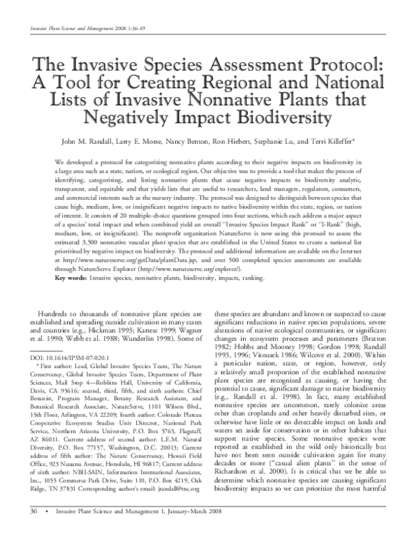 (PDF) The Invasive Species Assessment Protocol: A Tool for Creating ...