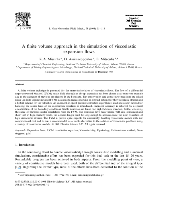 (PDF) A finite volume approach in the simulation of viscoelastic expansion flows