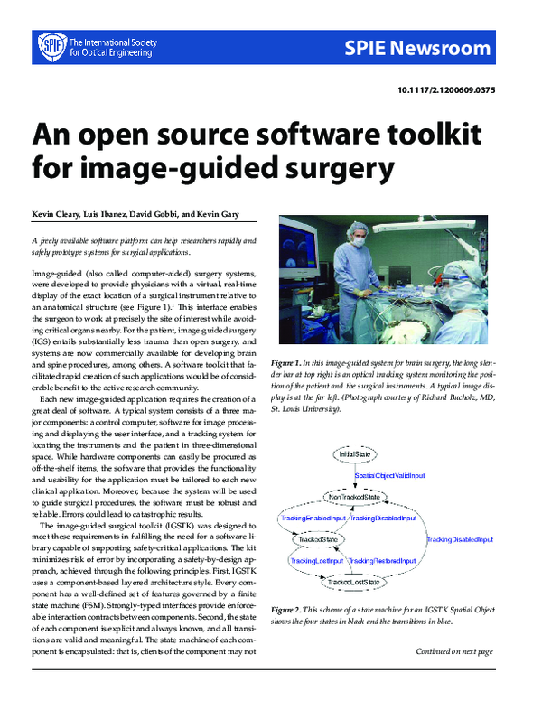 (PDF) The Image-Guided Surgery Toolkit IGSTK: An Open Source C++ Software Toolkit