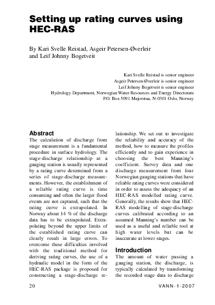(PDF) Setting up rating curves using HEC-RAS