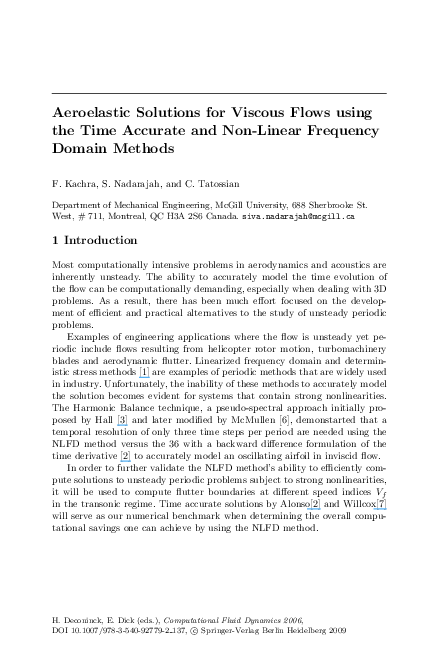 (PDF) Aeroelastic Solutions for Viscous Flows using the Time Accurate and Non-Linear Frequency ...