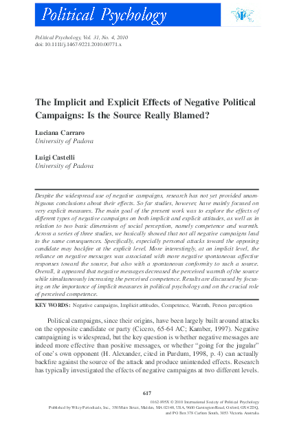 (PDF) The Implicit and Explicit Effects of Negative Political Campaigns ...