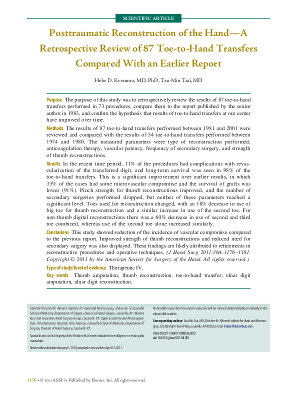 (PDF) Posttraumatic Reconstruction of the Hand—A Retrospective Review ...