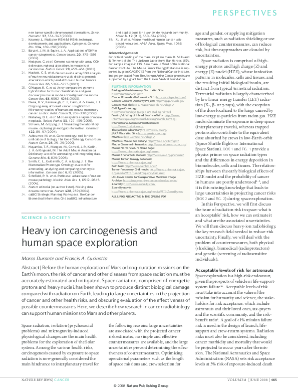 (PDF) Heavy ion carcinogenesis and human space exploration