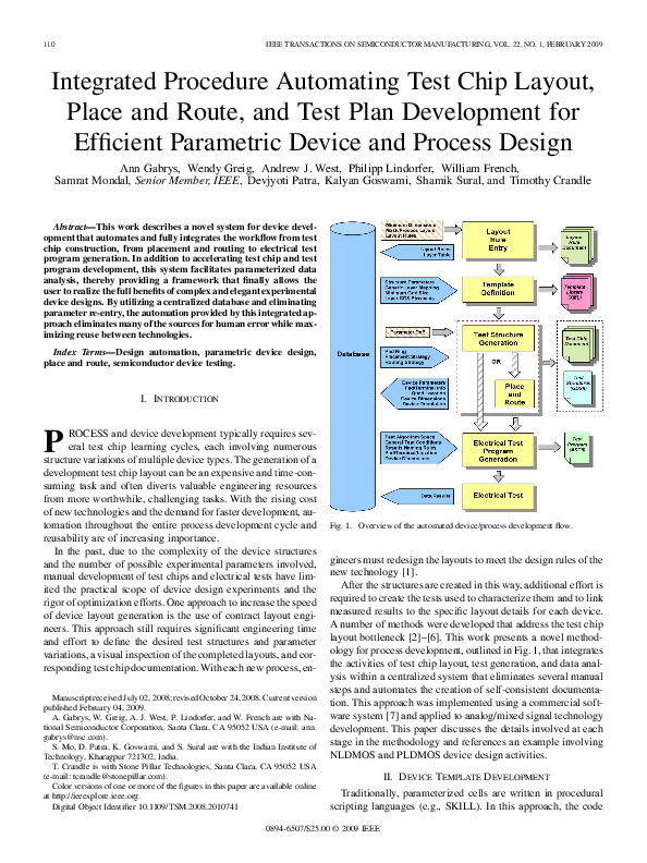 (PDF) Integrated Procedure Automating Test Chip Layout, Place and Route ...