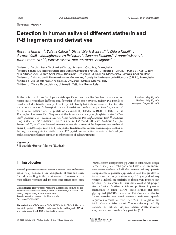 (PDF) Detection in human saliva of different statherin and PB fragments ...