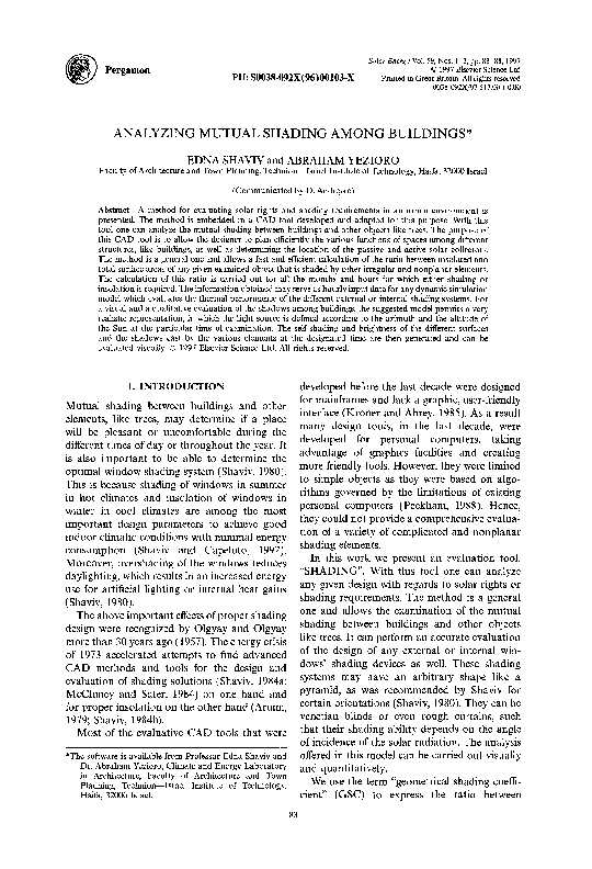 (PDF) Analyzing mutual shading among buildings