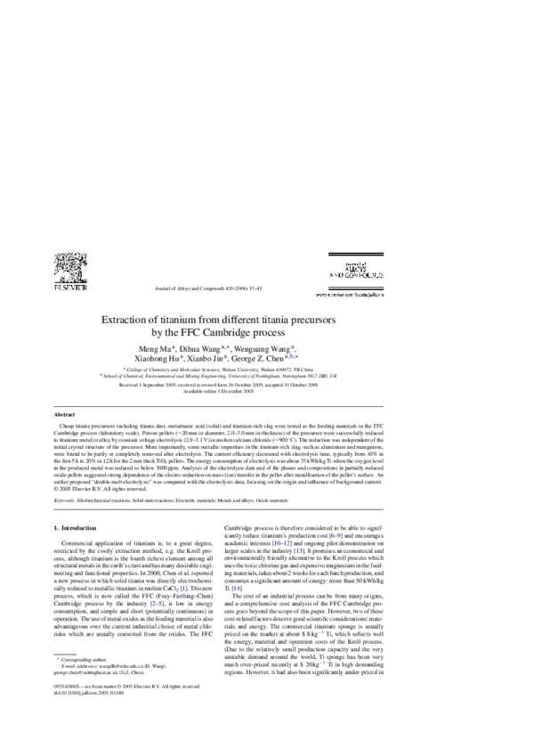 (PDF) Extraction of titanium from different titania precursors by the ...