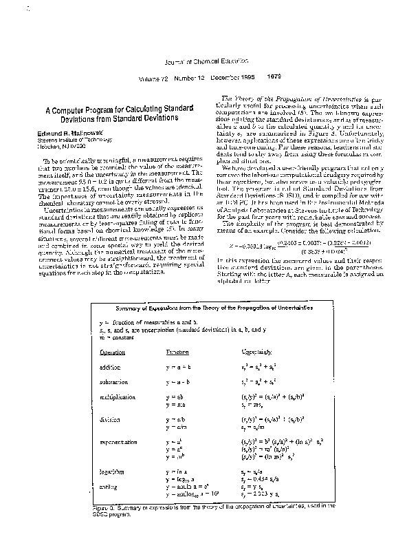 (PDF) A Computer Program for Calculating Standard Deviations from Standard Deviations