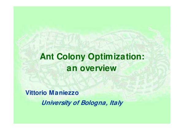 (PDF) Ant Colony Optimization: An Overview