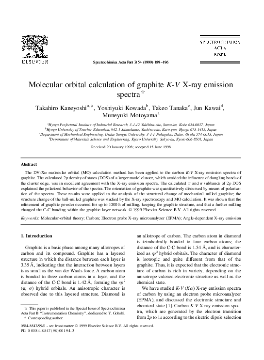 Pdf Molecular Orbital Calculation Of Graphite K V X Ray Emission
