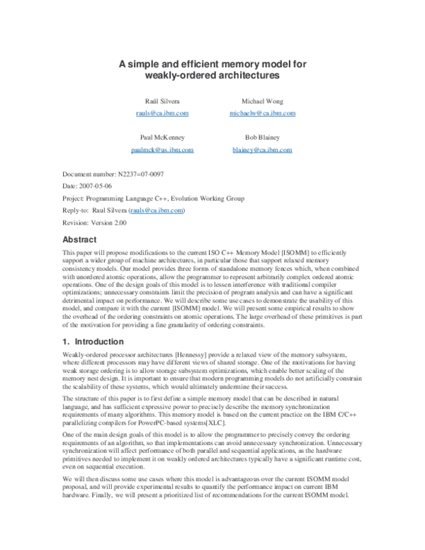 (PDF) A simple and efficient memory model for weakly-ordered architectures