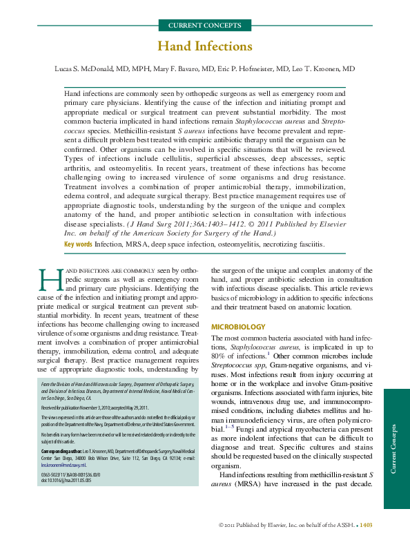 (PDF) Hand Infections