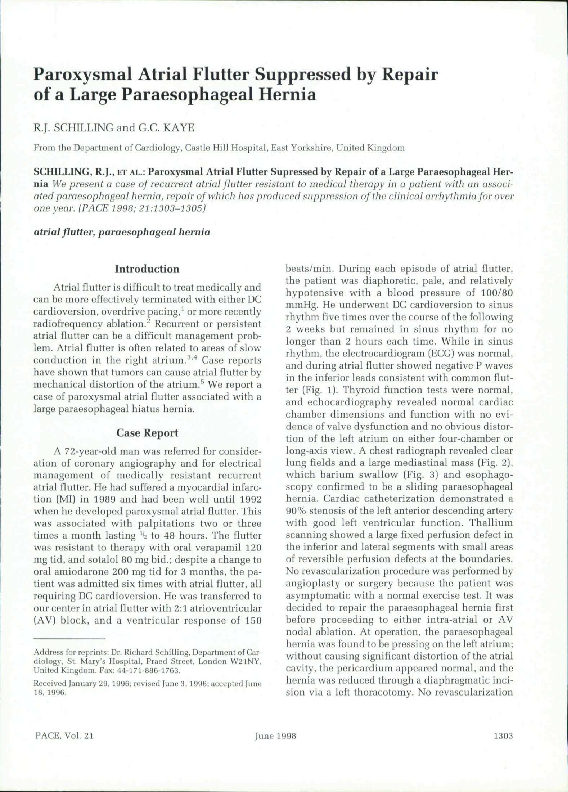 (PDF) Paroxysmal Atrial Flutter Suppressed by Repair of a Large ...