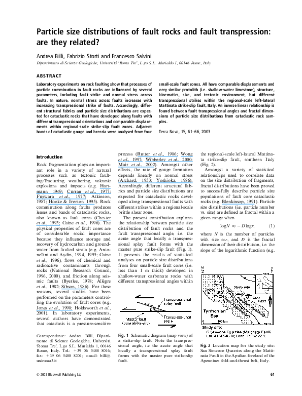 (PDF) Particle size distributions of fault rocks and fault ...