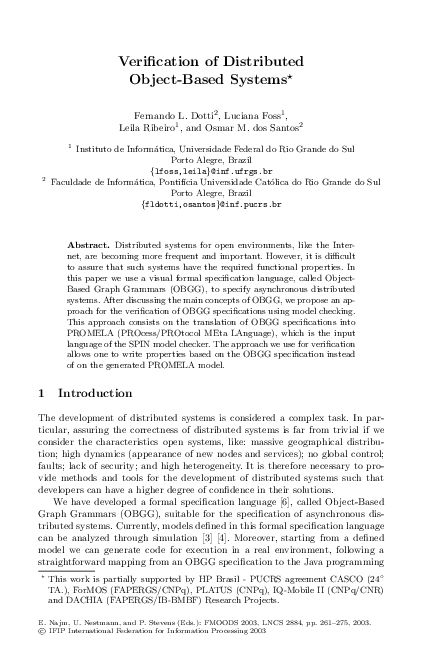 (PDF) Verification of Distributed Object-Based Systems