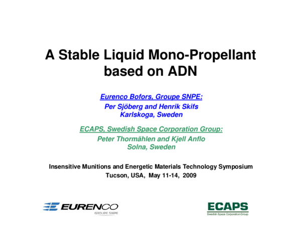 (PDF) A Stable Liquid Mono-Propellant based on ADN
