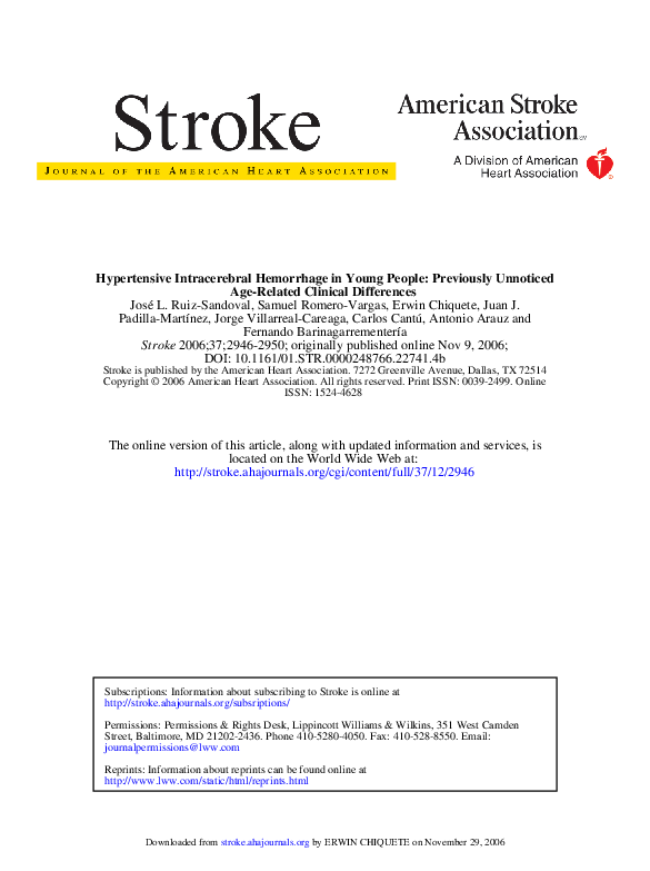 (PDF) . Hypertensive ICH in the young | Erwin Chiquete, MD, PhD ...