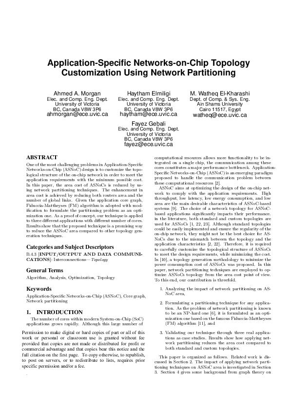 (PDF) Application-specific networks-on-chip topology customization using network partitioning
