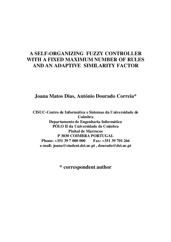 Pdf A Self Organizing Fuzzy Controller With A Fixed Maximum Number Of Rules And An Adaptive