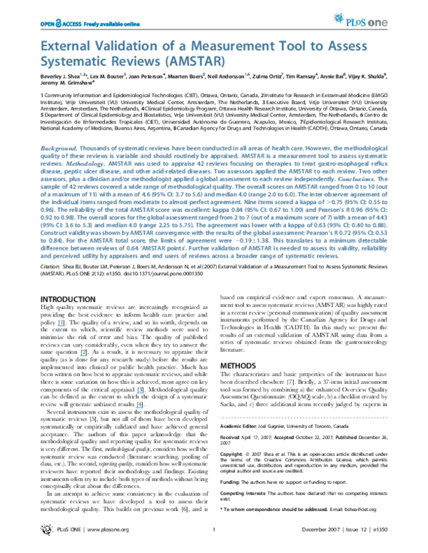 (PDF) External Validation of a Measurement Tool to Assess Systematic ...