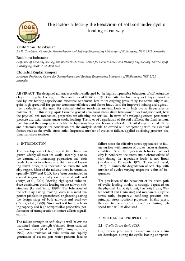 (PDF) The factors affecting the behaviour of soft soil under cyclic ...