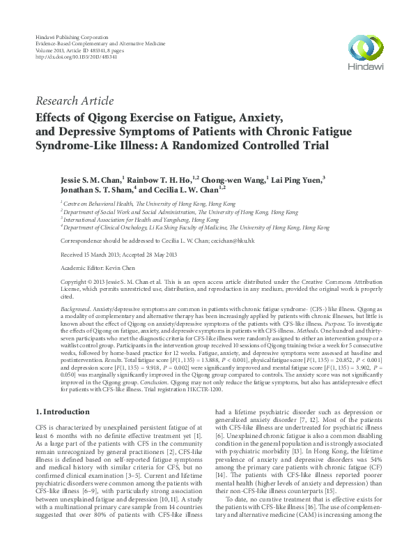 (PDF) Effects of Qigong Exercise on Fatigue, Anxiety, and Depressive ...